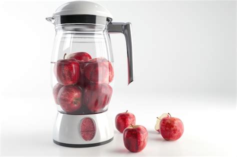 Premium Photo Blender With Red Apple Isolated On White