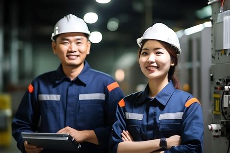 Premium Photo Team Of Asian Engineer At Workplace