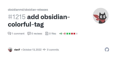 Add Obsidian Colorful Tag By Rien7 · Pull Request 1215 · Obsidianmd