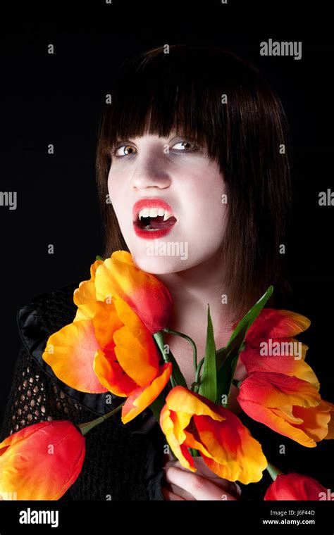 Teeth Bite Vampire Fang Young Younger Goth Girl Girls Woman Beautiful