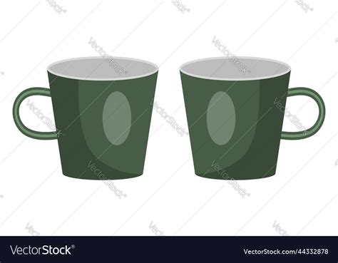 Two Small Green Cups On A White Background Vector Image