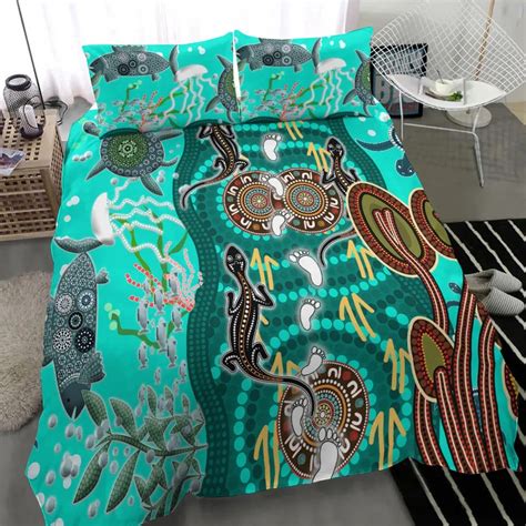 Australia Aboriginal Inspired Bedding Set Aboriginal Inspired Sea And