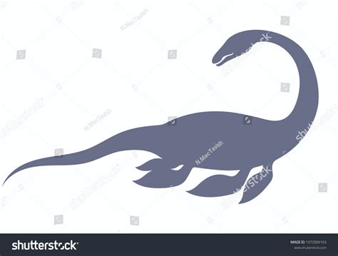 Vektor Stok Silhouette Dinosaur Nessie Form Loch Ness Tanpa Royalti