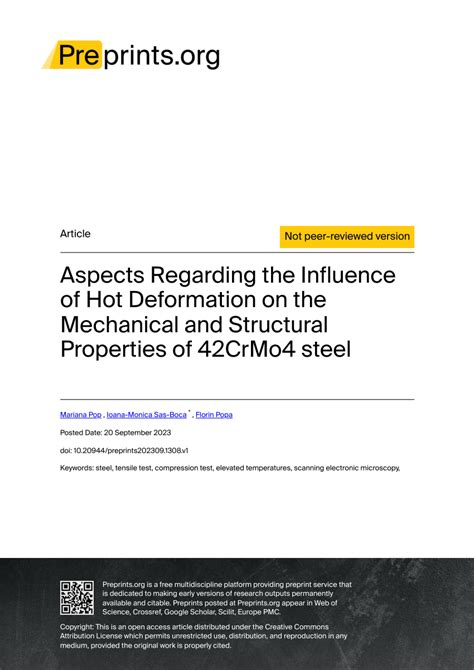 Pdf Aspects Regarding The Influence Of Hot Deformation On The