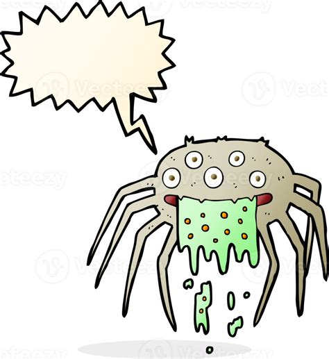 Cartoon Gross Halloween Spider With Speech Bubble 45205474 Png