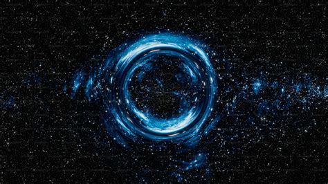파란색 고리가 있는 블랙홀의 이미지 사진 Unsplash의 벽지 이미지