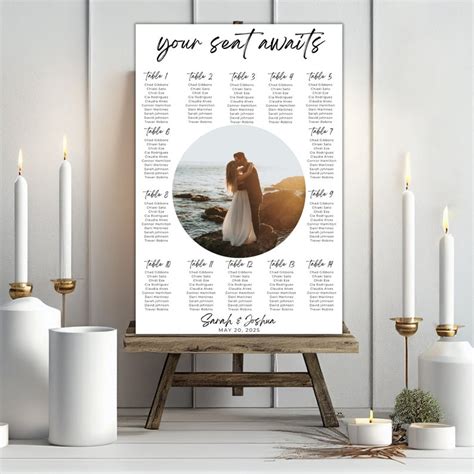 Modern Wedding Seating Assignment Sign Template Photo Table Etsy