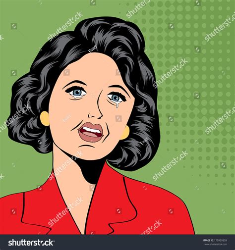 Pop Art Illustration Sad Woman Vector Stock Vector Royalty Free 175959359