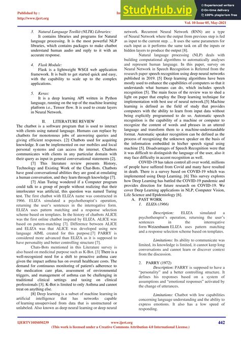 A Chatbot For Medical Purpose Using Deep Learning Pdf