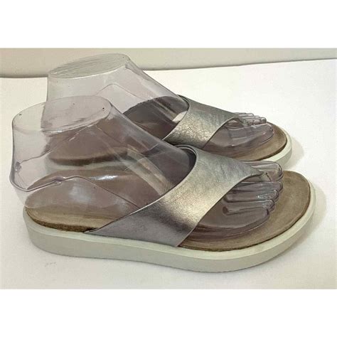 Ecco Corsphere Arch Support Cushioned Thong Slide Sil Gem