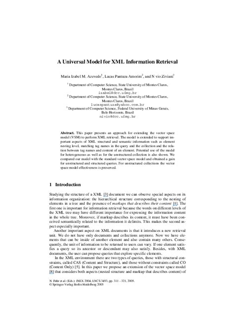 Pdf A Universal Model For Xml Information Retrieval