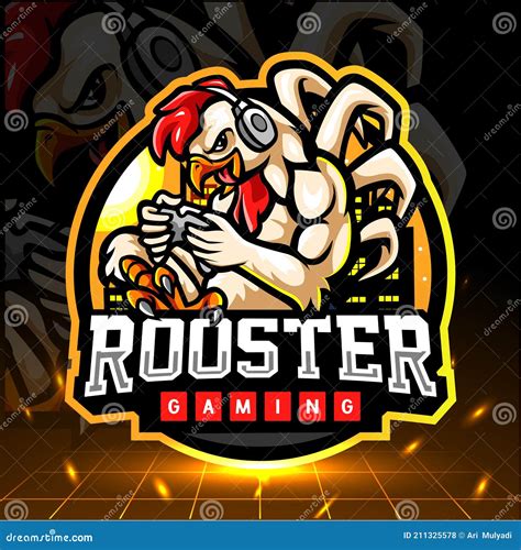 公鸡游戏吉祥物 Esport徽标设计 向量例证 插画 包括有 题头 字符 徽标 图标 农场 211325578