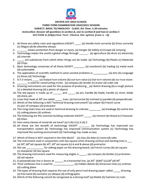 Js 1 Basic Tech 3rd Term Exam 2021 Pdf Tools Sheet Metal