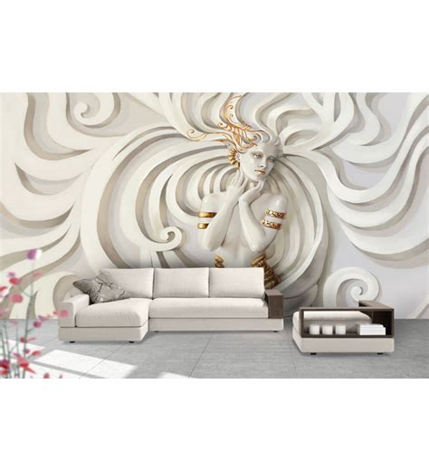 Αυτοκόλλητη Ταπετσαρία Τοίχου 3d Με γυναίκα χρυσές αποχρώσεις