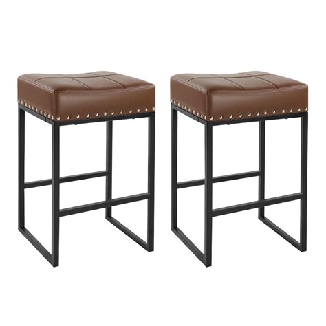 Kktoner Bar Stools Set Of 2 Counter Height Stools 24 Inch Saddle Seat