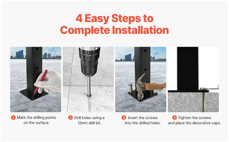 Vevor 4 Pack Cable Railing Post 36 X 1 X 2 Steel Horizontal Hole Deck Railing Post 10 Pre