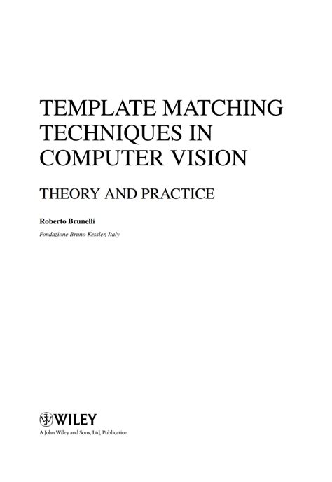 Template Matching Techniques In Computer Vision Theory And Practice 1st