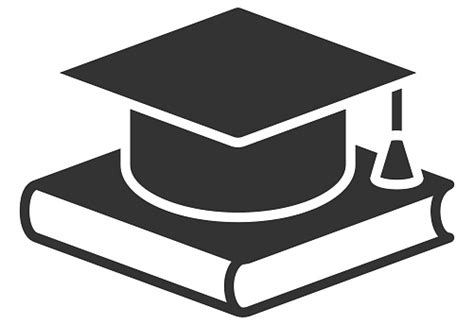 졸업과 배움을 상징하는 학업 아이콘입니다 책 위에 있는 졸업 모자는 성취 지식 및 성공을 전달합니다 교육용 콘텐츠에 적합합니다 개발에 대한 스톡 벡터 아트 및 기타 이미지
