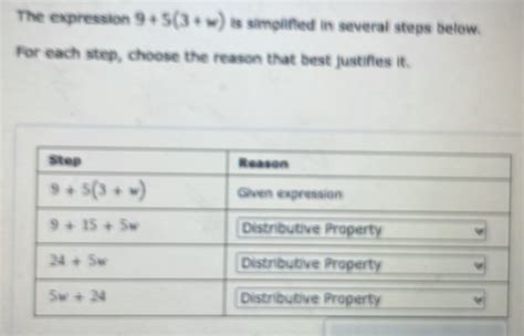 Solved The Expression 953w Is Simplified In Several Steps Below