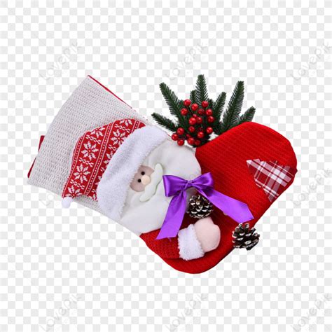 레드 크리스마스 양말과 보라색 나비소나무 볼솔잎솔방울 Png 일러스트 무료 다운로드 Lovepik
