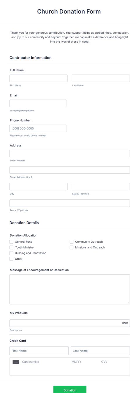 Square Church Donation Form Template Jotform