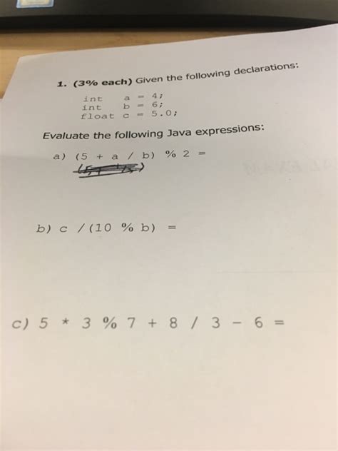 solved 1 3 each given the following declarations int