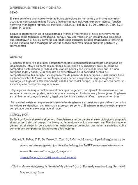 Diferencias Entre Sexo Y Genero Descargar Gratis Pdf Género