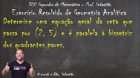 GEOMETRIA ANALÍTICA RETA Exercício 52 Reta Paralela a Bissetriz