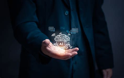 인공 지능의 개념 사업가는 명령 프롬프트를 사용하여 Ai를 사용하여 다양한 작업을 수행합니다 Ai 스마트 로봇과의 통신 의료 과학 및 비즈니스 분야의 기술 개발 개발에 대한