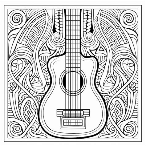 A Guitar With A Pattern On It Generative Ai Premium Ai Generated Image