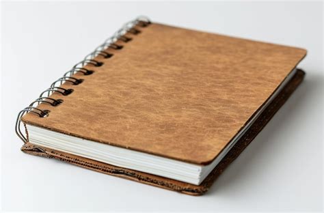 Brown Leather Notebook With Spiral Binding Premium Ai Generated Image