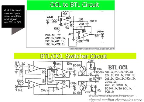 Btl Ocl Power Amplifier Input Output Electronic Circuit