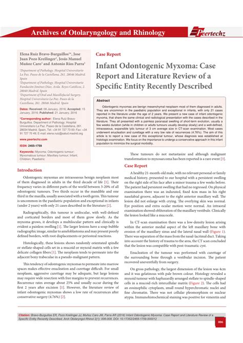 Pdf Infant Odontogenic Myxoma Case Report And Literature Review Of A