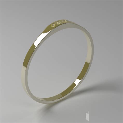 3 개의 다이아몬드가 세팅 된 금반지 3d 모델 5 Max Free3d