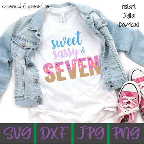Sweet Sassy And Seven Svg 7th Birthday Svg Donut Birthday Svg Sweet