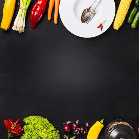 Free Photo Plate With Tableware And Vegetables