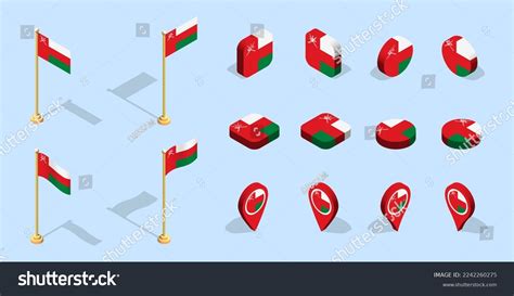 Omani Flag Sultanate Oman 3d Isometric Stock Vector Royalty Free