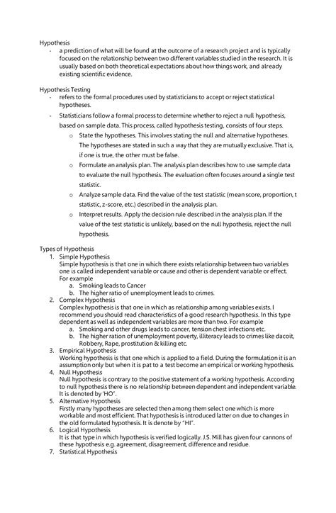 Hypothesis Docx