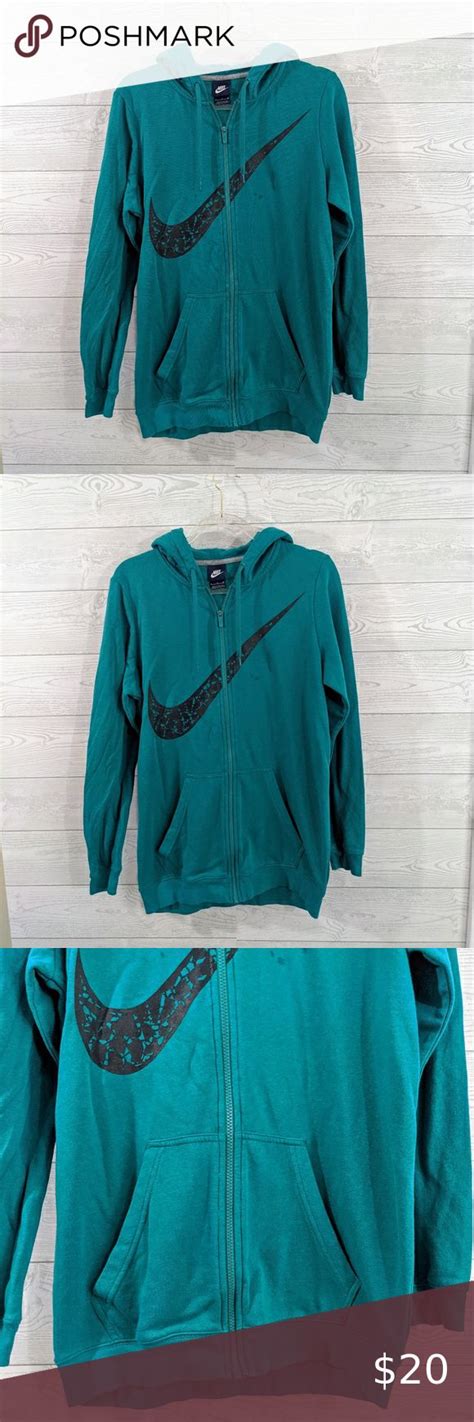 Nike Teal Full Zip Check Logo Hoodie Hoodies Sweatshirts Hoodie