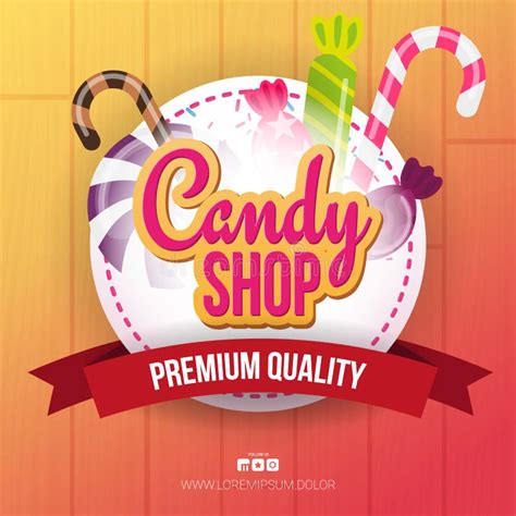 Candy Shop Banner With Sweets On The Retro Background Stock Vector