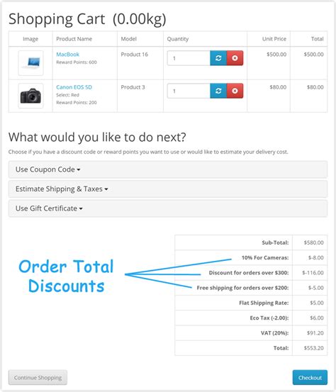 OpenCart Order Total Discounts