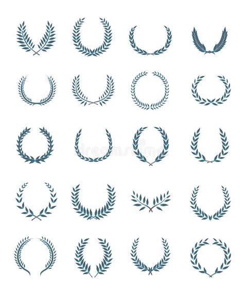 Vector Set Sunburst Laurel Wreaths And Shields Stock Vector