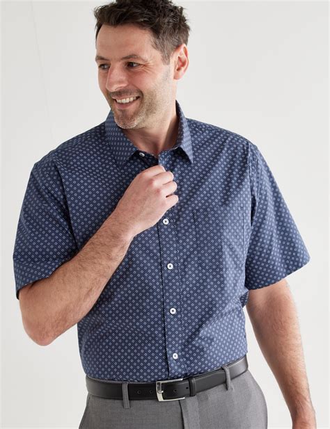 Chisel Formal Geometric Ditsy Short Sleeve Shirt Indigo Formal Shirts