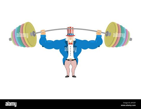 Uncle Sam And Sports Barbell Powerful Uncle Sam Strong Uncle Sam Goes