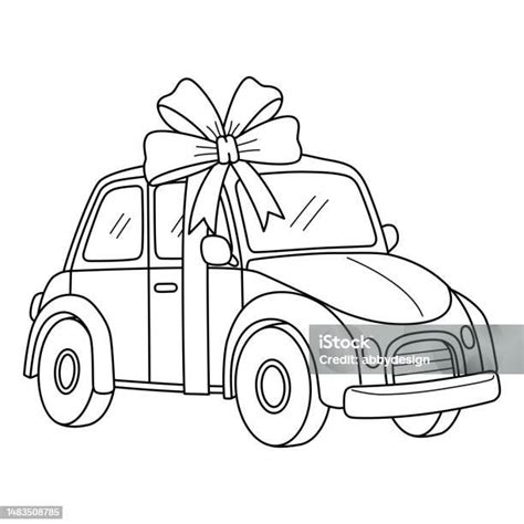 어린이를 위한 리본 격리 색칠 공부 페이지가 있는 자동차 교통수단에 대한 스톡 벡터 아트 및 기타 이미지 교통수단 디자인 리본 Istock
