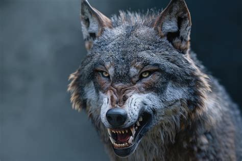 Aggressive Wolf Stuffed Wolf Wolf Premium Ai Generated Image