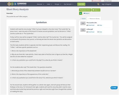 Short Story Analysis OER Commons