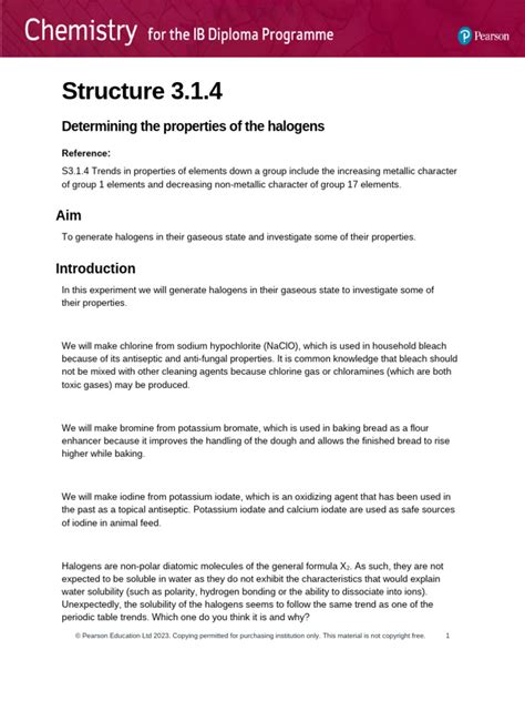 1138323 Structure 3 1 Determining Properties Halogens Pdf Iodine Chlorine