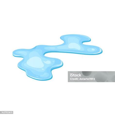 Flaque Deau Style Dessin Animé Liquide Goutte Isolée Sur Fond Blanc