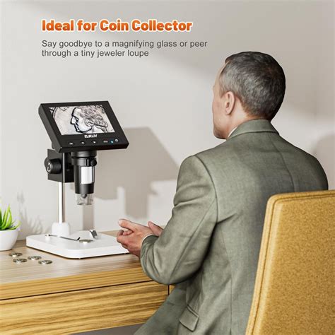 Elikliv Microscope Lcd Digital Coin Microscope 1000x Coin Magnifier